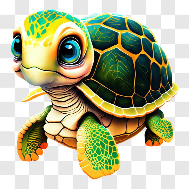 Download Cartoon Turtle with Bright Blue Eyes PNGs Online - Creative ...