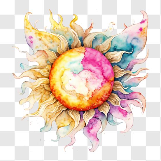 Download Bright and Colorful Stylized Sun Image PNGs Online - Creative ...