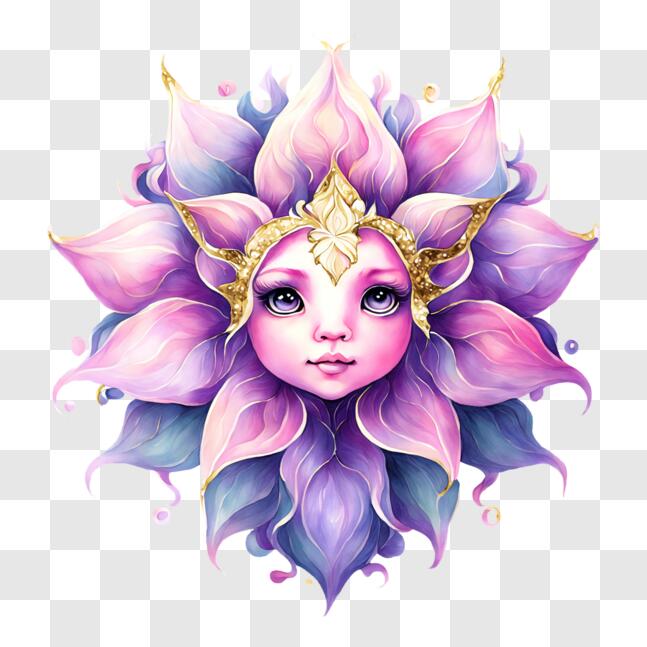 Download Girl with Elaborate Flower Headdress and Gold-Plated Crown ...