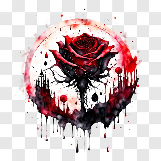 Télécharger Représentation artistique d'une rose avec du sang qui coule ...