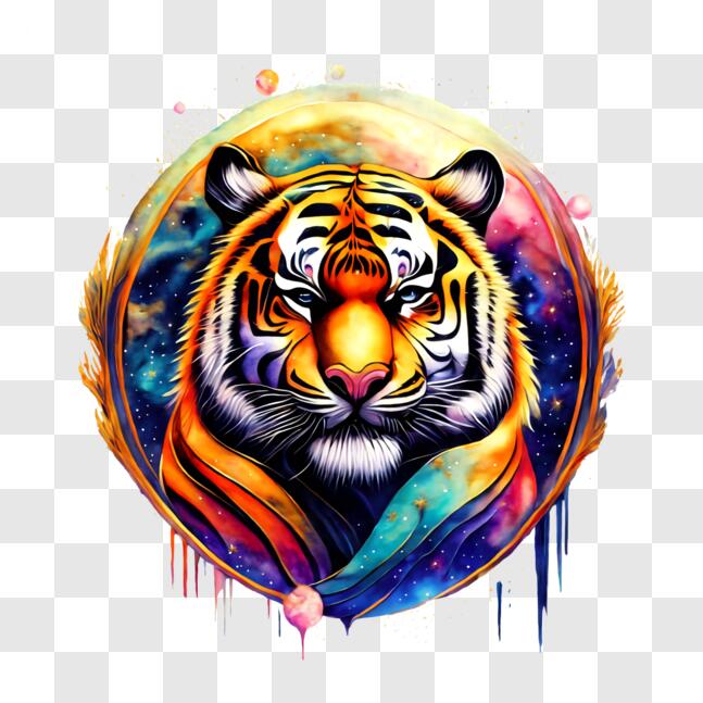 Download Abstract Painting of Colorful Tiger PNGs Online - Creative Fabrica