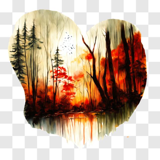 Download Abstract Painting of Heart-Shaped Forest PNGs Online ...