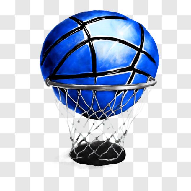 Descarga Balón de Baloncesto Azul en Aro en Cancha Cubierta PNGs En ...