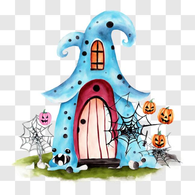 Download Blue House Decorated for Halloween PNGs Online - Creative Fabrica