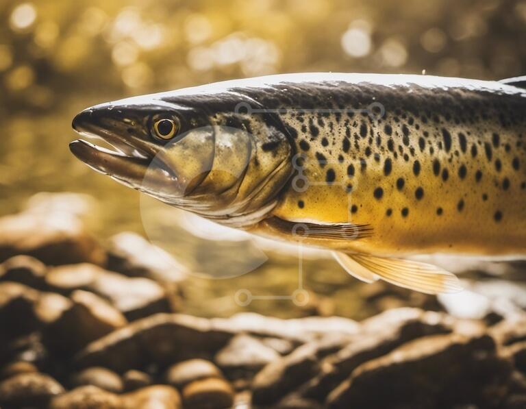 Beautiful Brown Trout in Clear Water stock photo | Creative Fabrica