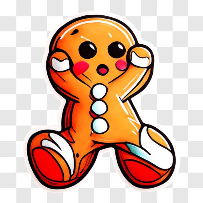 Download Cute Gingerbread Man with Raised Arms Sticker PNGs Online ...