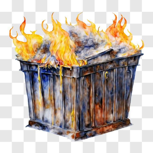 Download Burning Trash Can with Flames PNGs Online - Creative Fabrica