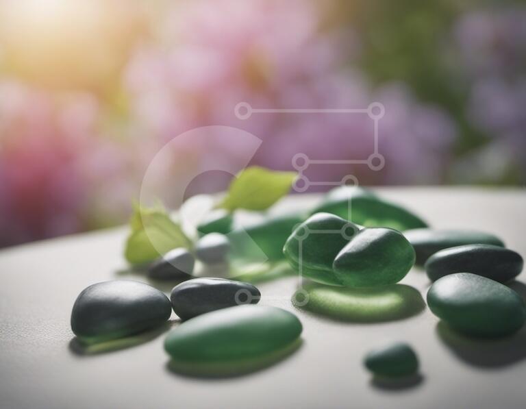 Green Pebbles for Meditation and Relaxation stock photo | Creative Fabrica