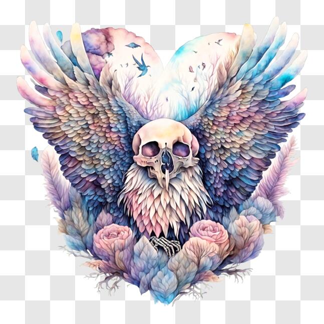 Download Eagle in the Shape of a Heart with Flowers and Skulls PNGs ...
