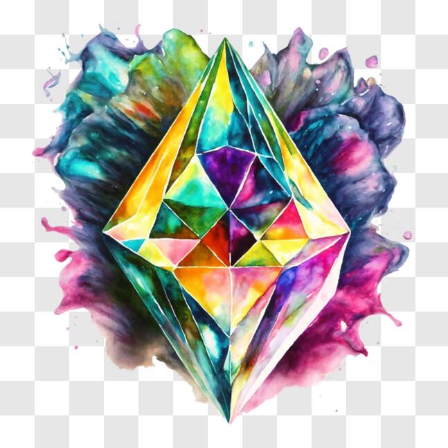 Download Colorful Diamond Painting with Watercolor Splashes PNGs Online ...