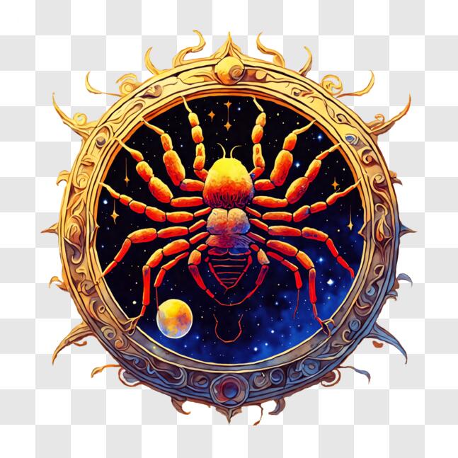 Download Scorpio Zodiac Sign in Ornamental Frame with Stars and Planets ...