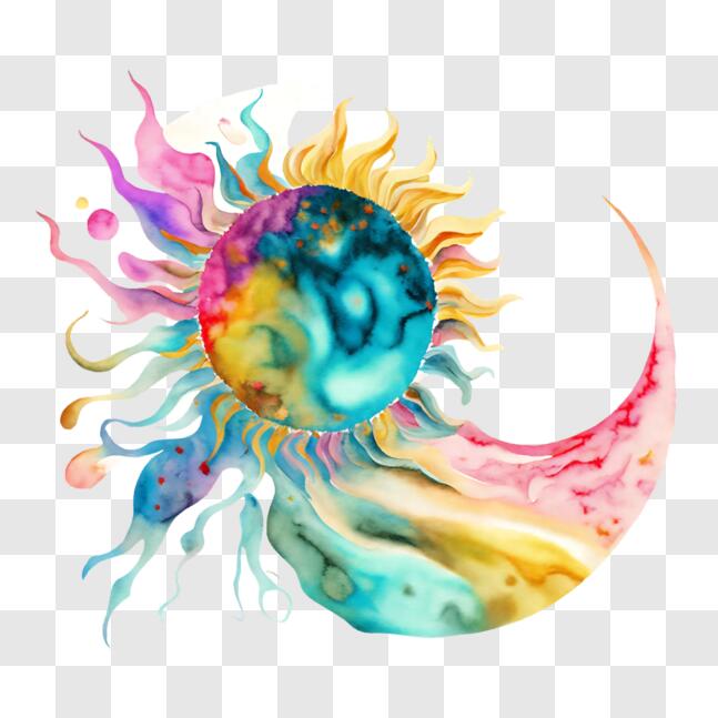 Download Psychedelic Sun Design with Vibrant Colors PNGs Online ...