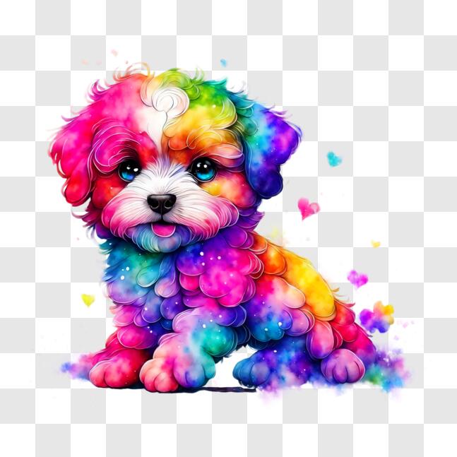 Download Colorful Dog with Hearts on Face - Royalty Free Stock ...