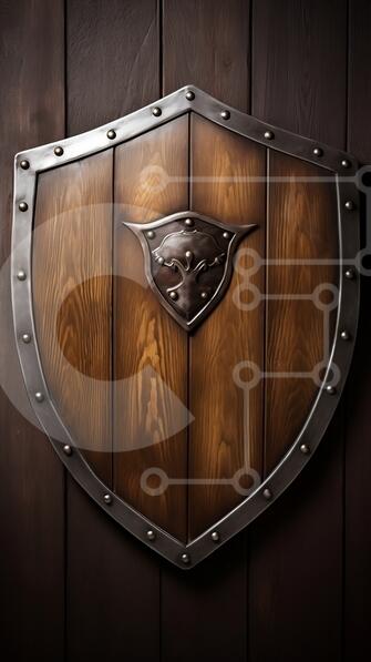 Decorative Wooden Shield with Metal Rivets and Studs stock photo ...