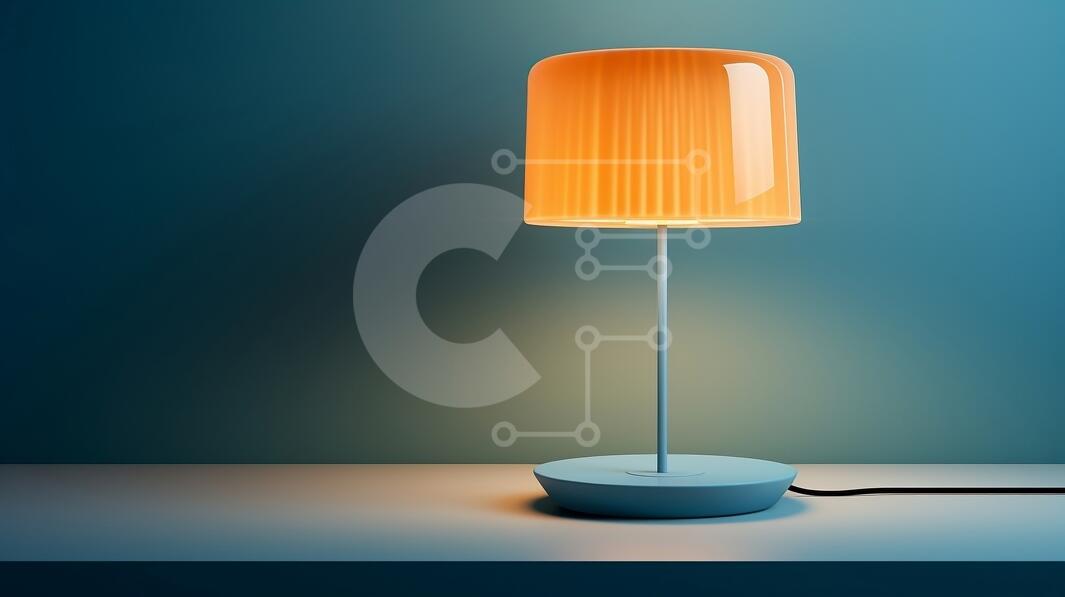 Modern Minimalist Table Lamp with Orange Shade stock photo | Creative ...
