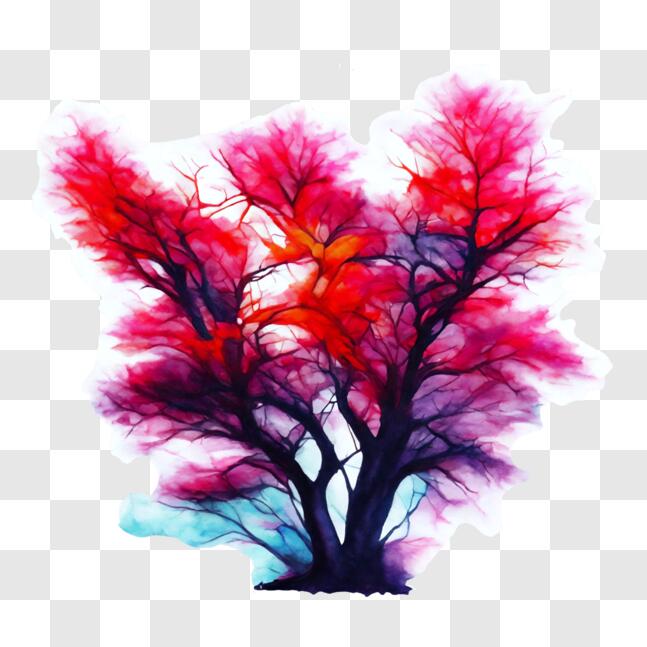 Download Abstract Tree Painting in Red and Pink PNGs Online - Creative ...