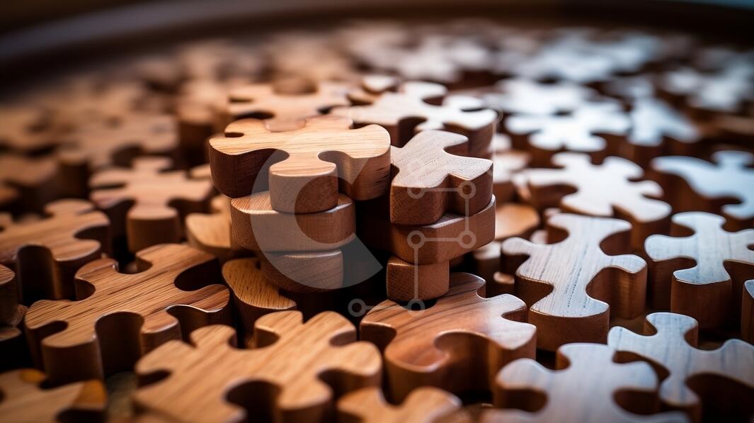 Circle of Wooden Puzzle Pieces stock photo | Creative Fabrica