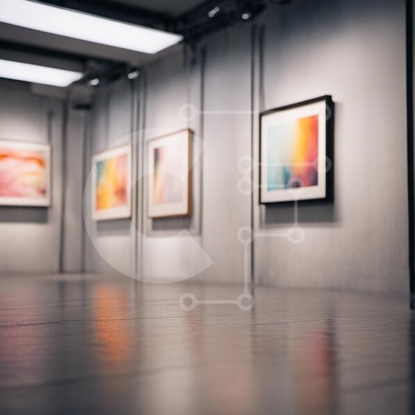Well-lit Room with Colorful Paintings stock photo | Creative Fabrica
