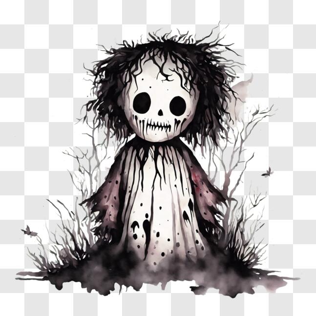 Download Creepy Doll in Woods Illustration PNGs Online - Creative Fabrica