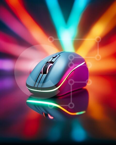 Colorful Light Effect Computer Mouse stock photo | Creative Fabrica