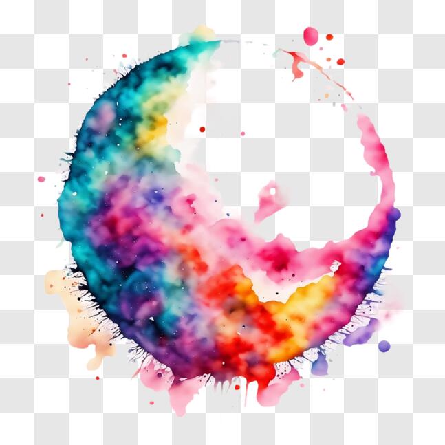 Download Colorful Watercolor Moon Painting PNGs Online - Creative Fabrica