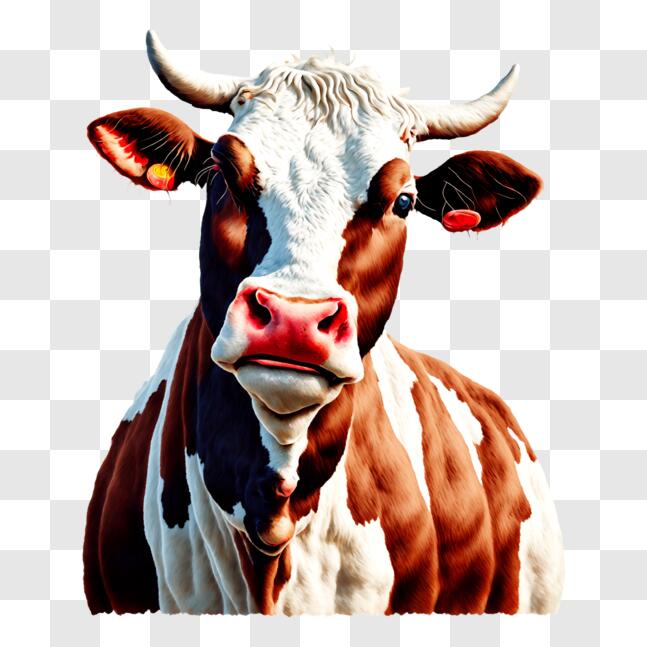 Download Brown and White Cow with Red Ear Tags PNGs Online - Creative ...