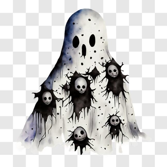 Download Creepy Ghost with Skulls on a Dark Background PNGs Online ...