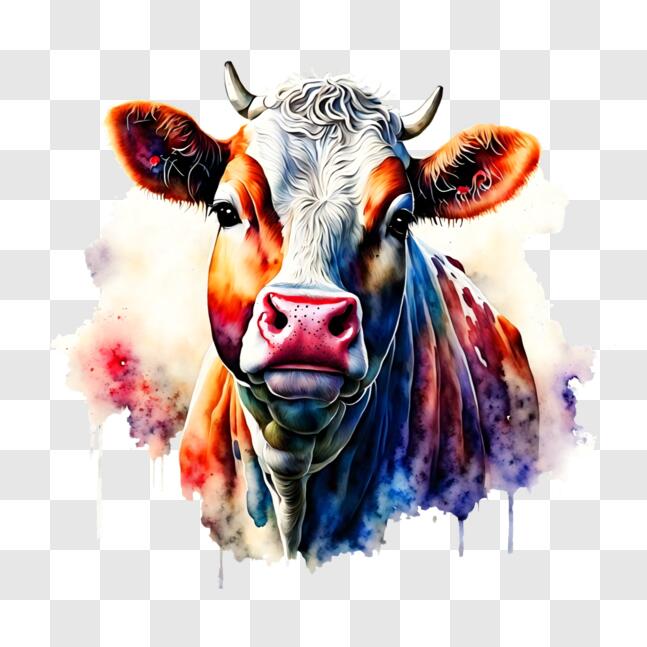 Download Vibrantly Painted Cow for Dairy Product Promotion PNG Online ...
