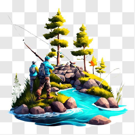 Pêche À La Rivière Sauvage PNG - Téléchargez des Images Pêche À La ...