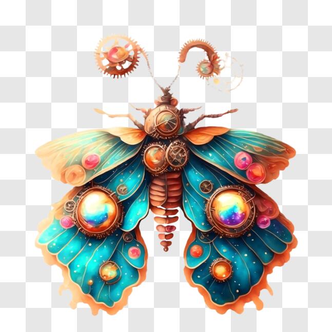 Download Steampunk Moth Artwork with Gears and Gemstones PNGs Online ...