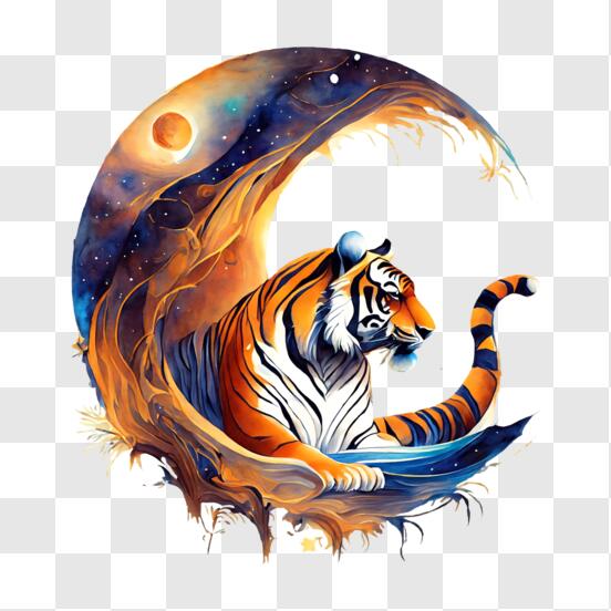 Download Colorful Tiger's Head with Abstract Design PNGs Online ...