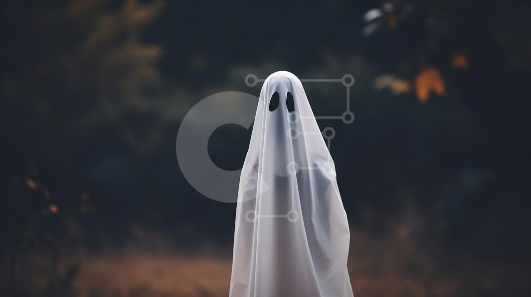 Mysterious Ghost in an Open Field stock photo | Creative Fabrica
