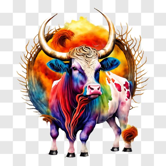 Download Colorful Bull in Abstract Background PNGs Online - Creative ...