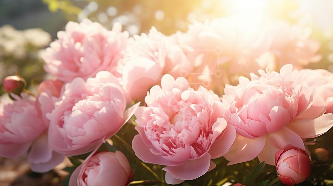 Beautiful Pink Peonies in Full Bloom stock photo | Creative Fabrica