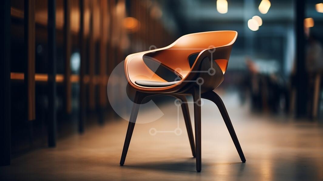 Modern Orange Chair - Minimalist Design stock photo | Creative Fabrica