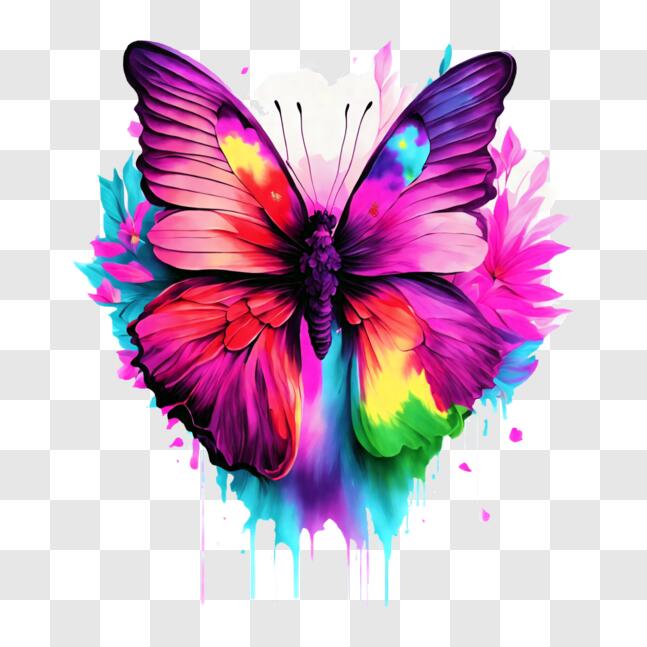 Download Colorful Butterfly with Paint Drip Wings in Heart-shaped ...