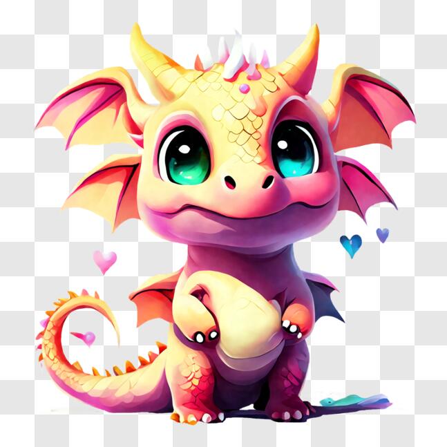 Download Small Pink Dragon with Green Eyes and Hearts PNGs Online ...