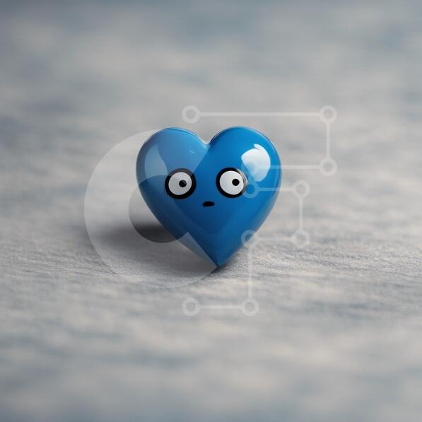 Surprised Blue Heart on a Light-Colored Surface stock photo | Creative ...