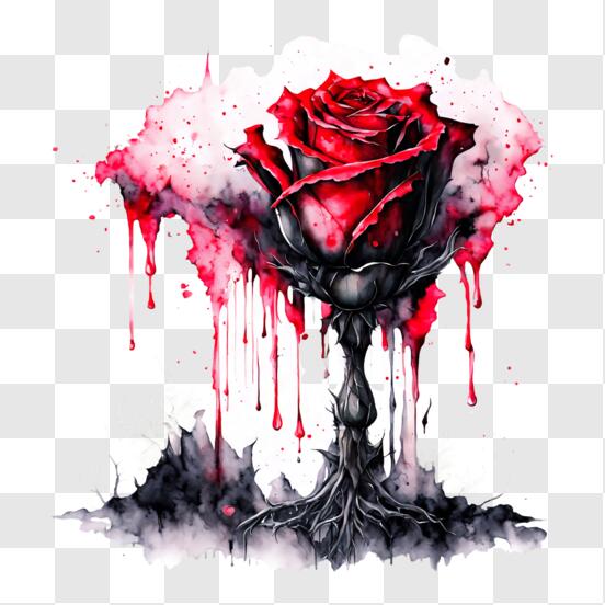 Download Black and Red Rose Heart with Dripping Blood - Love and ...