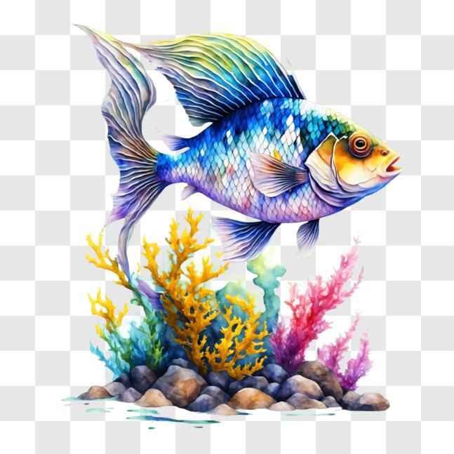 Download Colorful Fish Swimming in an Aquarium with Corals and Aquatic ...