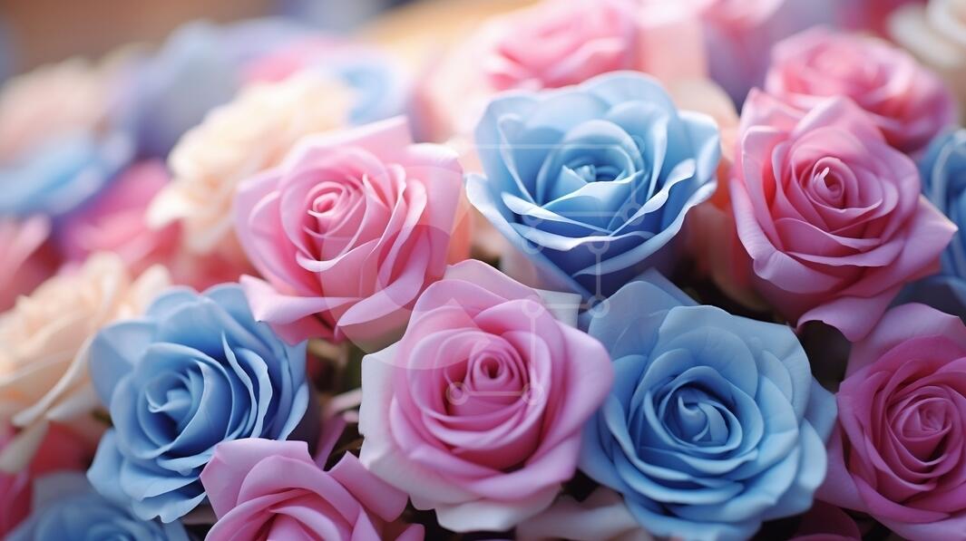 Beautiful Pink and Blue Roses Arranged in a Vase stock photo | Creative ...