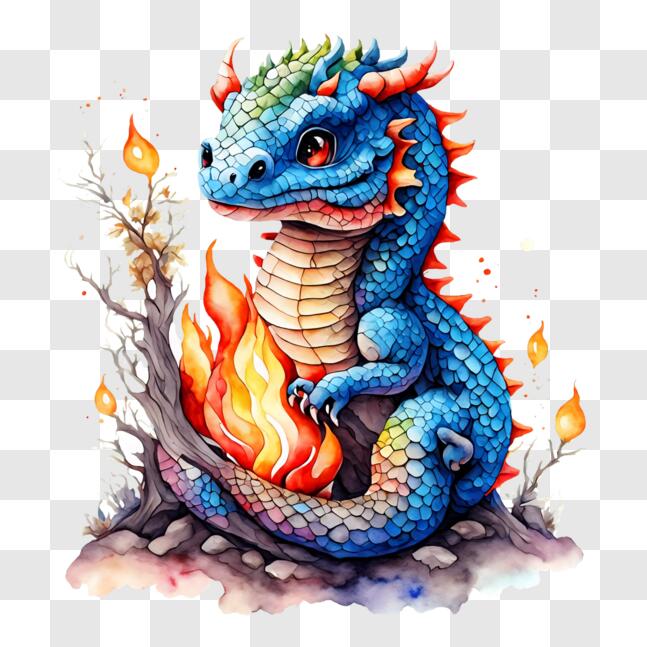 Download Blue Dragon Nestled Amongst Trees in a Mystic Forest PNGs ...