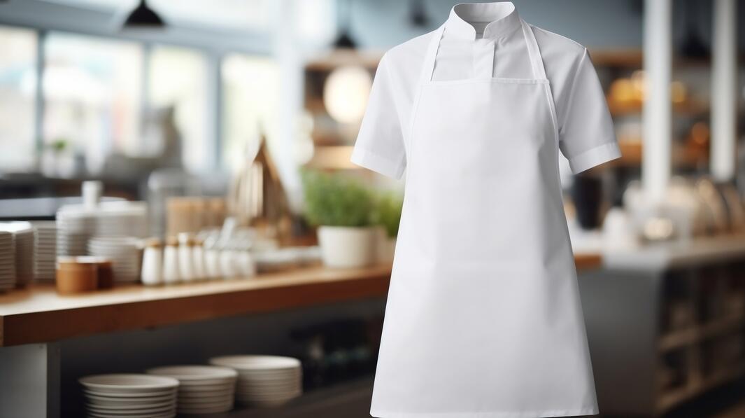 Download Apron hanging in a restaurant dining room with various plates ...