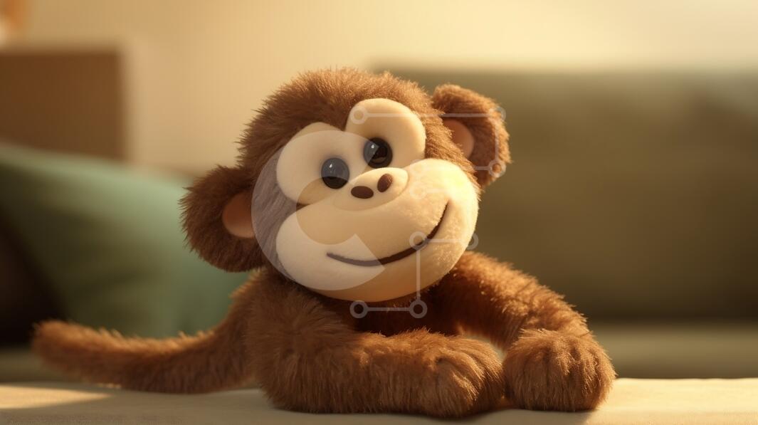 Happy and Relaxing Brown Monkey Stuffed Animal stock photo | Creative ...