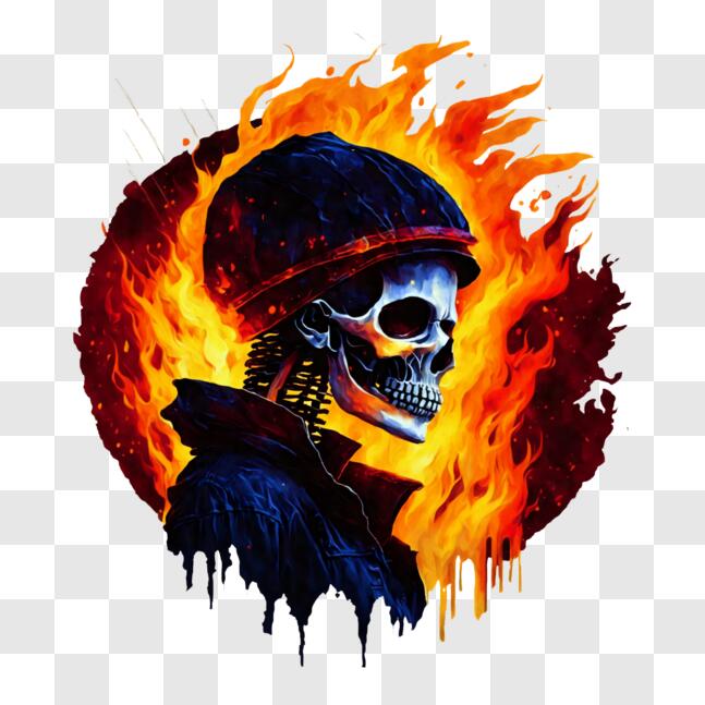 Download Flaming Skeleton Helmet Illustration PNGs Online - Creative ...