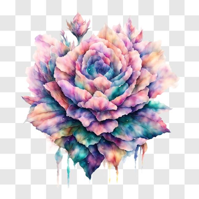 Download Watercolor Flower with Dripping Water Art Print PNGs Online ...