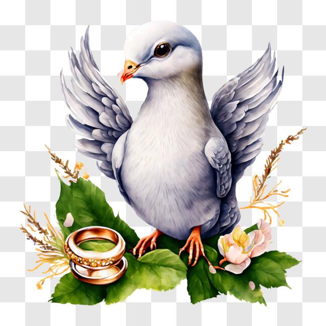 Download White Dove with Wedding Rings PNGs Online - Creative Fabrica