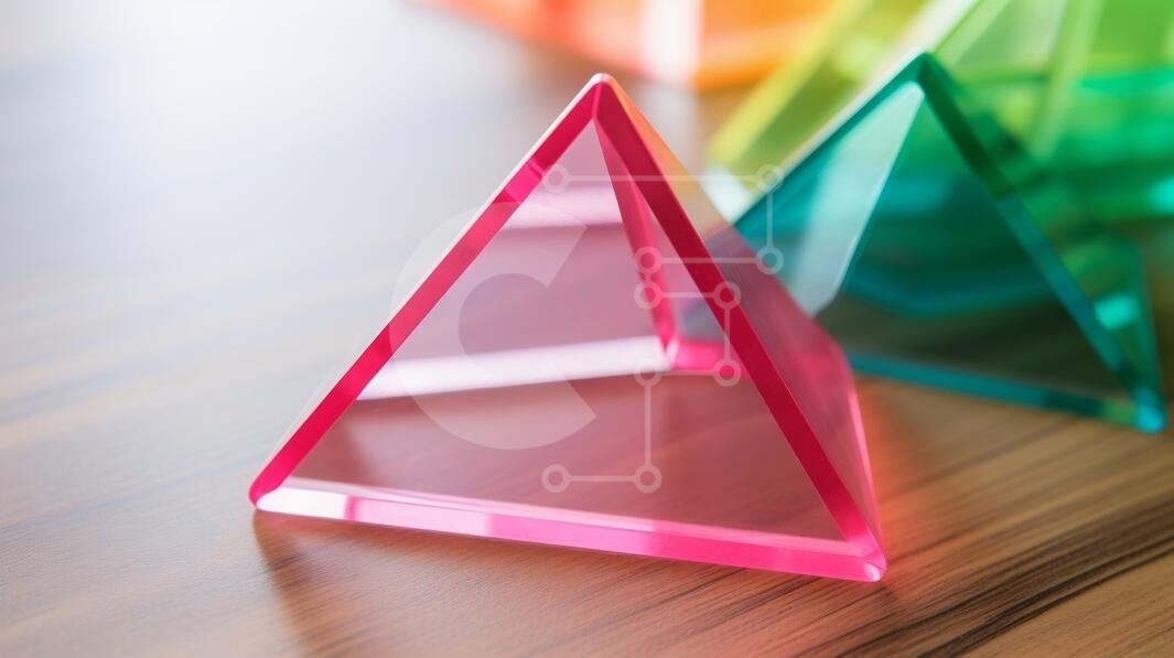 Colorful Plastic Triangles for Display or Decoration stock photo ...