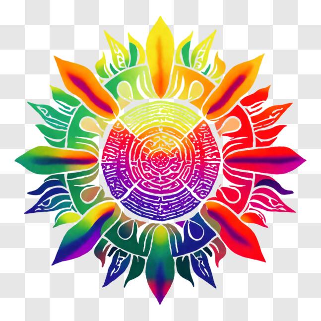 Download Colorful Sun Design - Aztec or Mayan Inspired Artwork PNGs ...