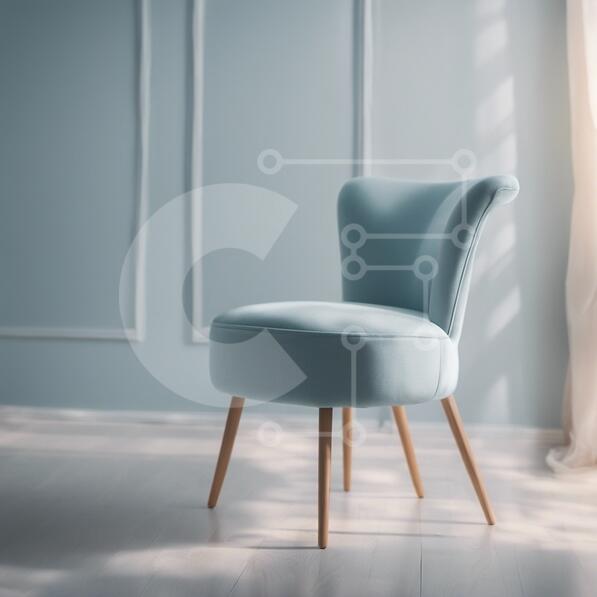 Light-Blue Accent Chair in Modern Interiors stock photo | Creative Fabrica